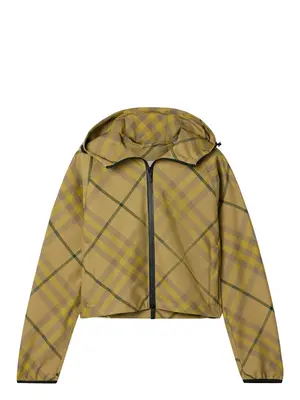Burberry Cropped Hooded Checked Twill Jacket - Yellow