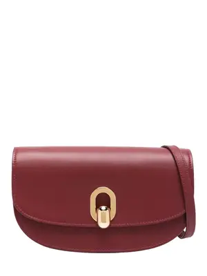 Savette Tondo Crescent Leather Crossbody Bag - Red