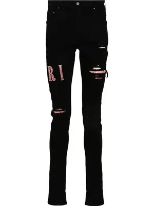 Amiri Waxed Logo Appliqué Skinny Jeans - Black