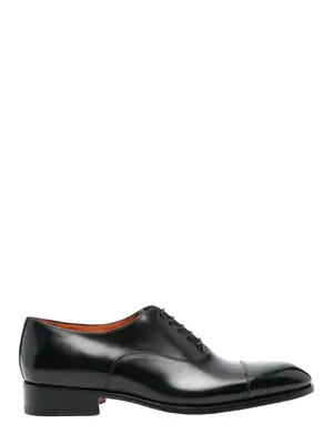 Santoni Polished Leather Oxford Shoes - Black