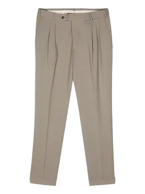 DELL'OGLIO Tapered Wool Chino Trousers - Green