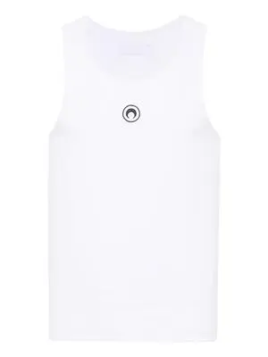 MARINE SERRE Crescent Moon-embroidered Tank Top - White