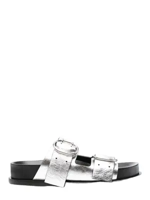 JIL SANDER Double-buckle Leather Sandals - Silver