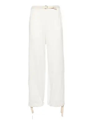 JIL SANDER Belted Cotton Trousers - White
