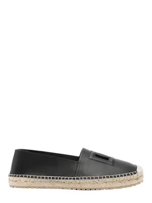 Dolce & Gabbana Logo-embossed Leather Espadrilles - Black