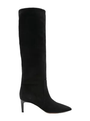 Paris Texas Stiletto 105mm Suede Boots - Black