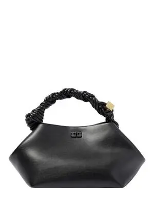 GANNI Small Leather Tote Bag - Black