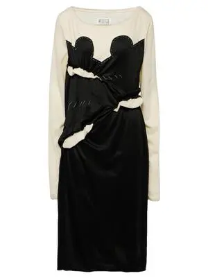 MAISON MARGIELA Spliced Gathered Jersey Midi Dress - Multicoloured