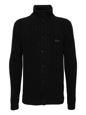 Kiton Logo-embroidered Wool Cardigan - Grey