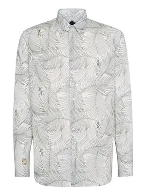 BILLIONAIRE Leaf-print Linen Shirt
