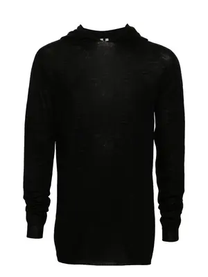 Rick Owens Fine-knit Virgin Wool Hoodie - Black