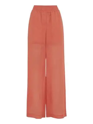 Brunello Cucinelli Semi-sheer Wide-leg Trousers - Orange