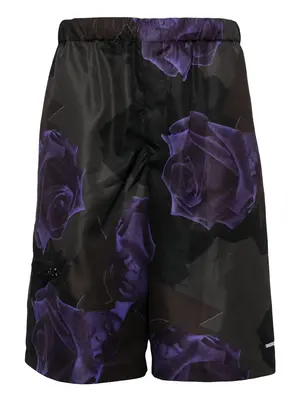 UNDERCOVERISM Rose-print Bermuda Shorts - Black