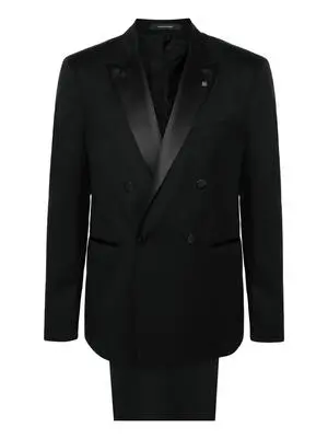 Tagliatore Double-breasted Virgin-wool Suit - Black