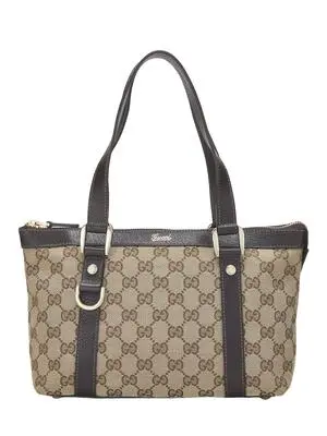 Gucci Original GG Canvas Abbey Zip Tote Small Brown
