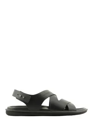 Giorgio Armani Leather Woven Sandals - Black