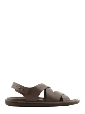 Giorgio Armani Leather Woven Sandals - Brown