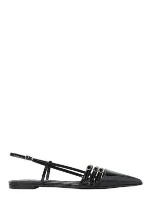 Dolce & Gabbana Patent Leather Ballet Flats With Embellished Straps - Black