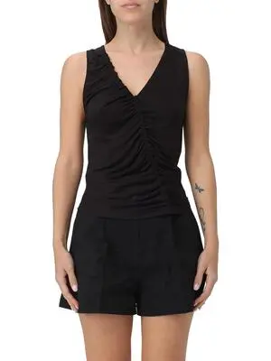 Pinko Sleeveless V-neck Ruched Top - Black