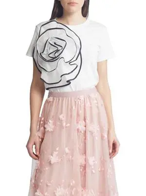 NIKKI LUND Florence 3d Flower T-shirt - White