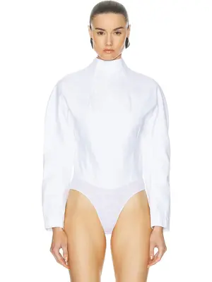 Alaïa Cinched Thong Bodysuit - Blanc