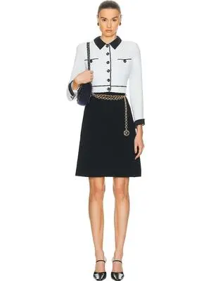 Chanel Cropped Jacket & Skirt Set - Black Baby Blue
