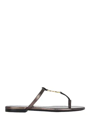 Saint Laurent Cassandra Flat Slide - Metal Brown