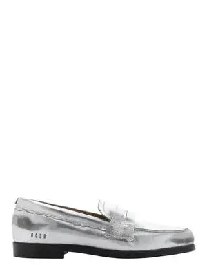GOLDEN GOOSE Jerry Metallic Leather Loafers - Silver