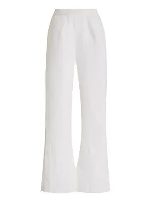 Posse High-waisted Flared Linen Pants - White
