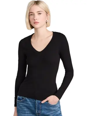 Enza Costa Textured Ribbed Top - Black