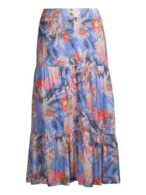 NIC+ZOE Dreamscape Printed Tiered Cotton Maxi Skirt