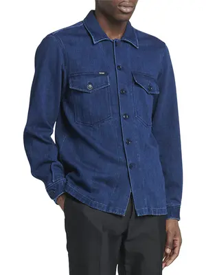 TOM FORD Apos;s Dark Wash Denim Overshirt - Blue