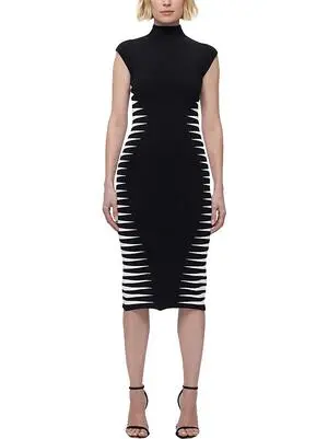 Herve Leger The Claire Cap Sleeve Midi Dress - Black Alab