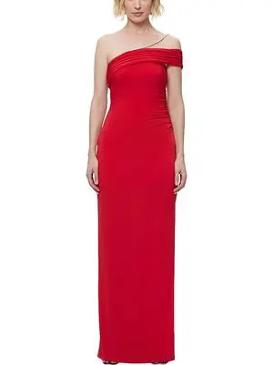Herve Leger Olivia Crystal Trim Gown - Chili