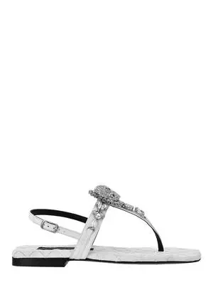 Philipp Plein Crystal-skull Leather Sandals - White