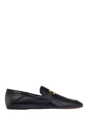 FERRAGAMO Logo-plaque Leather Loafers - Black