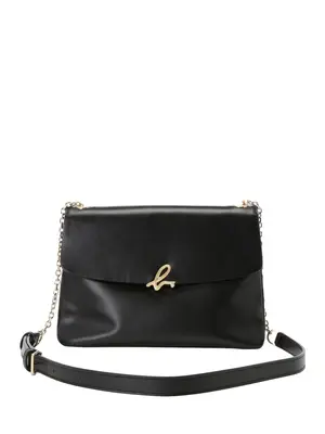 AGNÈS B. Logo-clasp Leather Crossbody Bag - Black