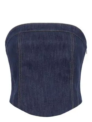 Brunello Cucinelli Denim Strapless Cropped Top - Blue