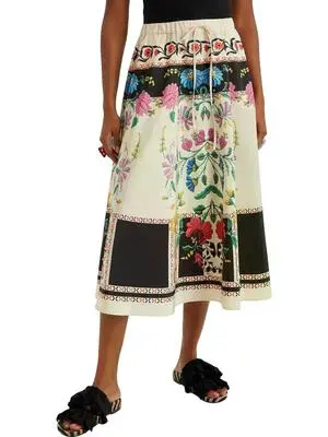 La DoubleJ La DoubleJ Piazza Placée-Print Midi Skirt Neutrals