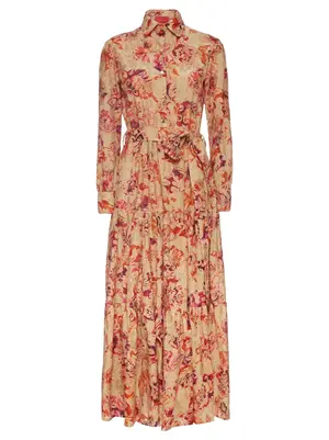 La DoubleJ Bellini Floral-print Shirt Dress - Neutrals