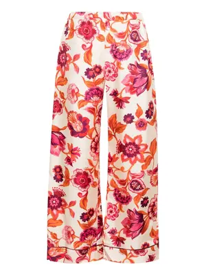 La DoubleJ Floral-print Pajama Trousers - Neutrals