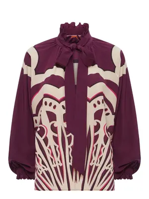 La DoubleJ Cerere Geometric-print Blouse - Purple