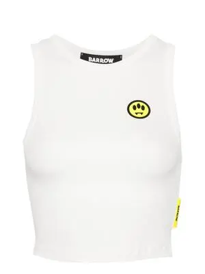 BARROW Logo-Print Cropped Top White
