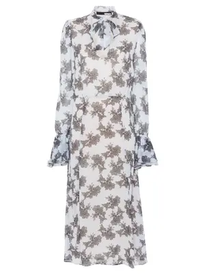 ROTATE BY BIRGER CHRISTENSEN Floral-print Plissé Maxi Dress - Blue