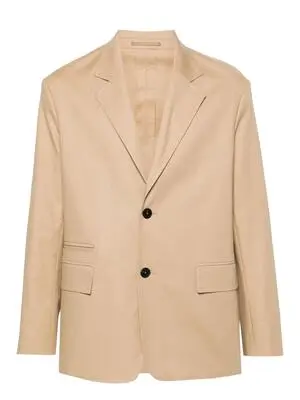 LANVIN Single-breasted Cotton Blazer - Neutrals