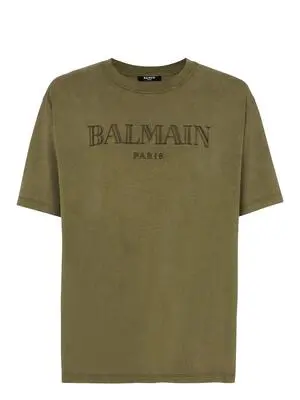 Balmain Logo-embroidered Cotton T-shirt - Green