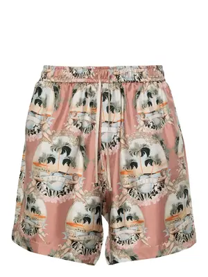 Amiri Graphic-print Silk Shorts - Pink