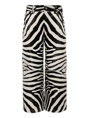 Alexander Wang Zebra-print Cropped Trousers - Black