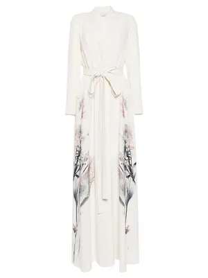 SAIID KOBEISY Floral-print Kaftan Dress - White