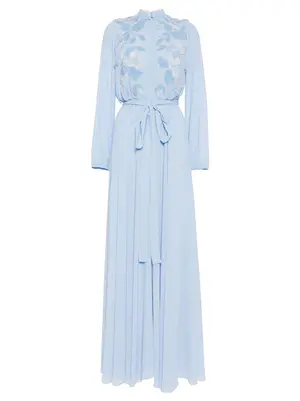 SAIID KOBEISY Floral-embroidered Kaftan - Blue